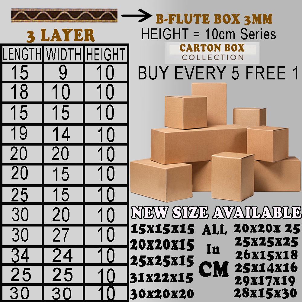 Carton Box Kotak Packaging Box Packing Box Kotak 5 free 1 Height ...