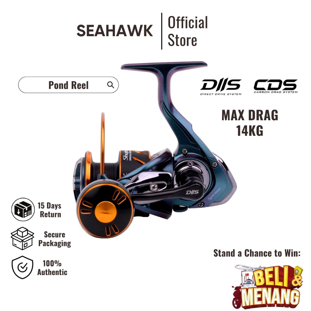 Seahawk Shujitsu SE Carbon Max Drag 14kg Screw-in CNC Aluminum Handle ...