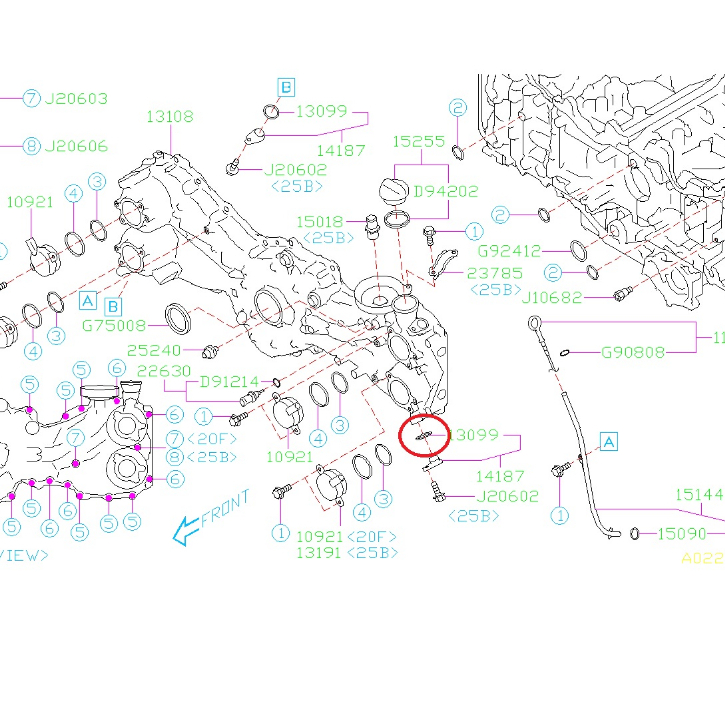 Subaru FB25 Sensor Cover O Ring 13099AA040 Exiga Legacy Outback ...
