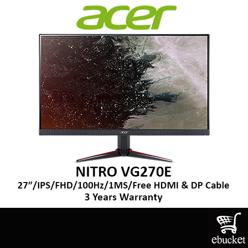 ACER Nitro VG270E VG270 E 27" IPS 100hz 1ms FHD Gaming Monitor | Shopee ...