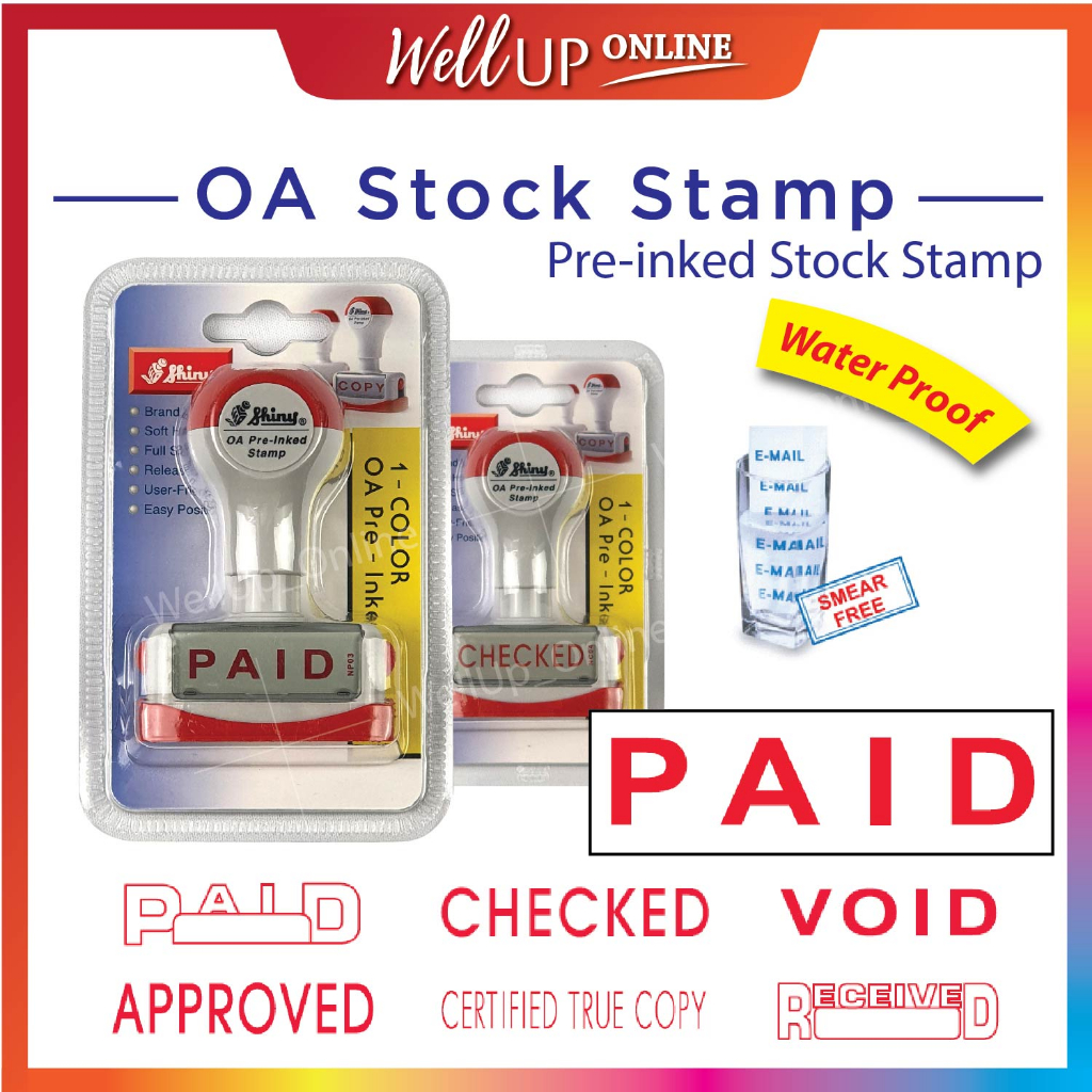 Shiny OA Pre-Inked Stamp ( Paid / Void / Received / Certified True Copy ...