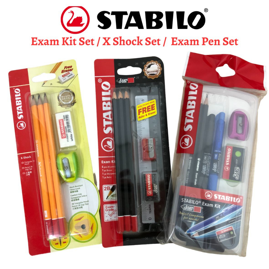Stabilo Exam Kit 2B Pencil Exam Grade Standard Stationery Set / X-Shock ...