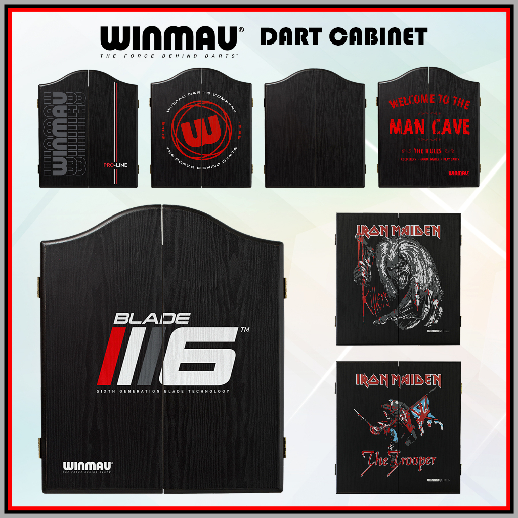 Winmau Dartboard Dart Cabinet Black Pro Line Roundel Blade 6 Man Cave ...