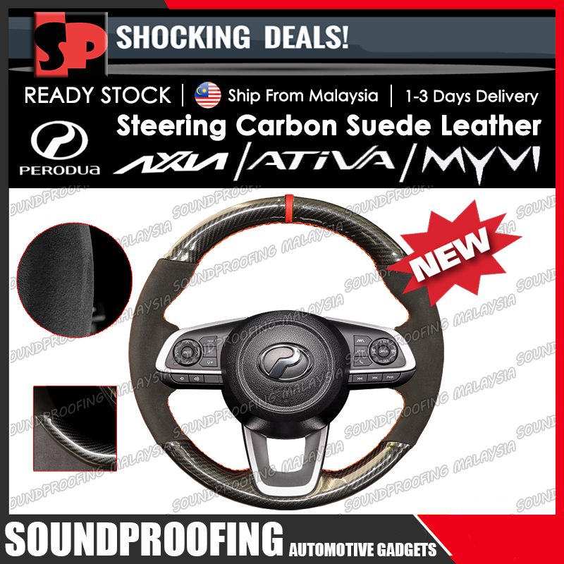 Perodua Ativa Myvi Axia Steering Hand Stitch Carbon Suede Leather Wrap ...
