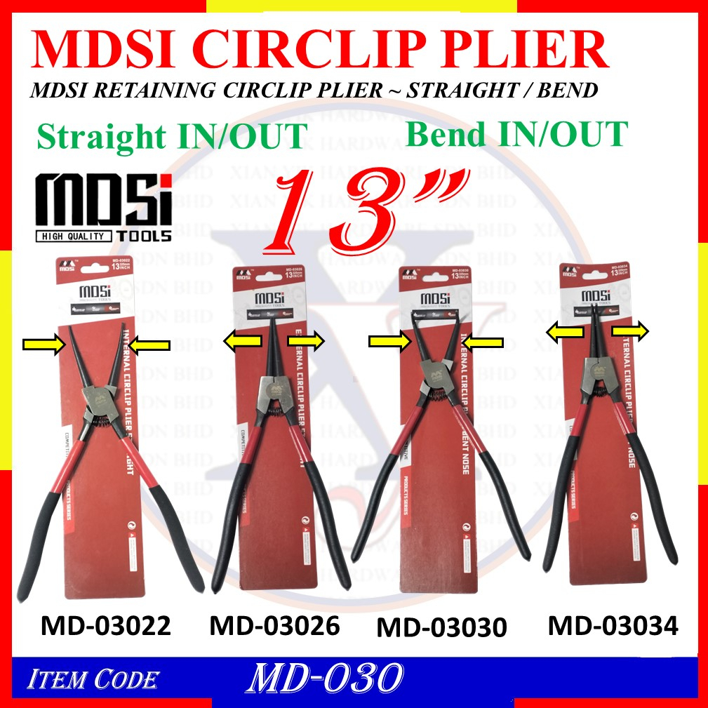 MS-030 6", 7", 9", 13" MDSI RETAINING CIRCLIP PLIER (BEND / STRAIGHT ...