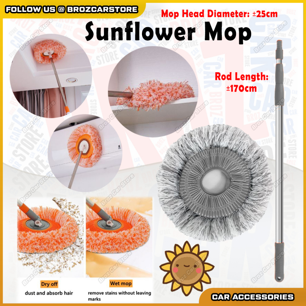 Microfiber Duster 170cm Extendable Sunflower Mop Removable Cloth Mop ...