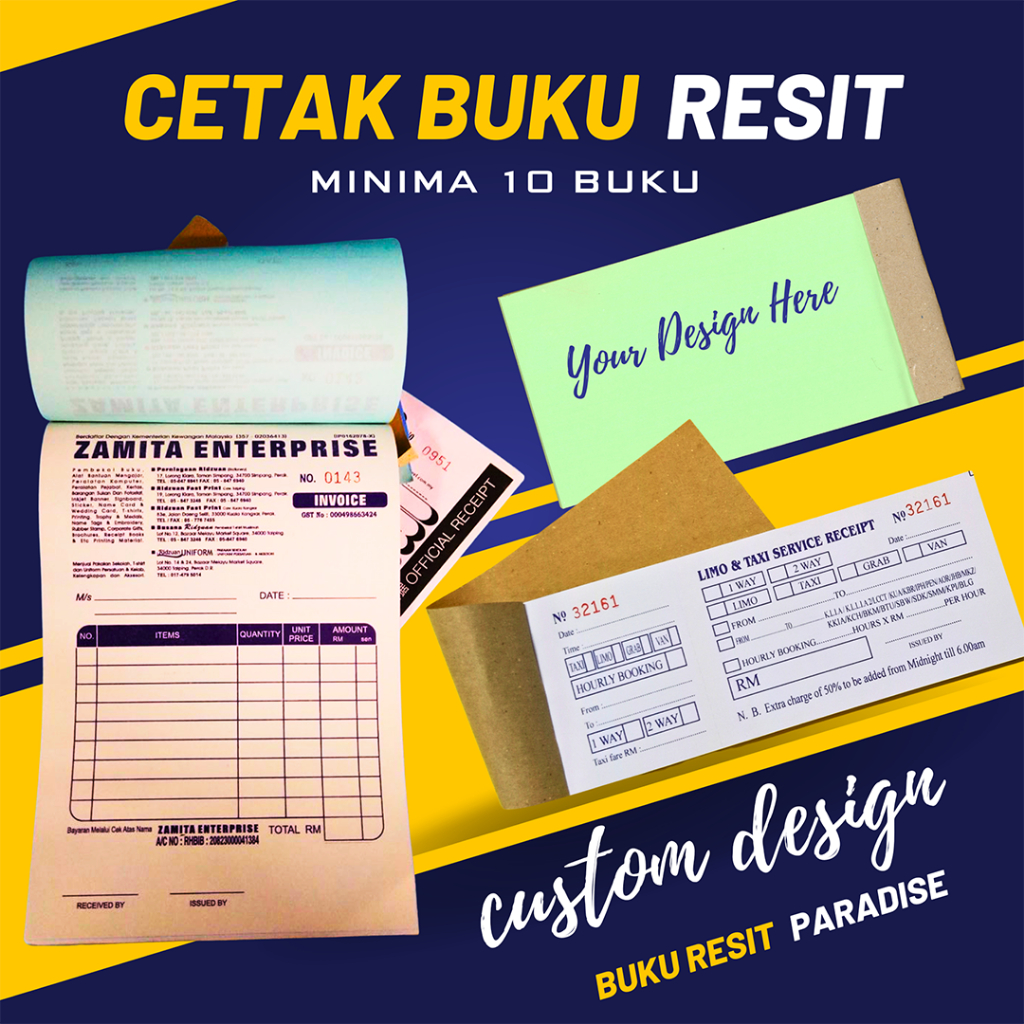 Buku Resit 3 Ply / 5"x8" x 50s NCR paper 1 color printing [customade ...