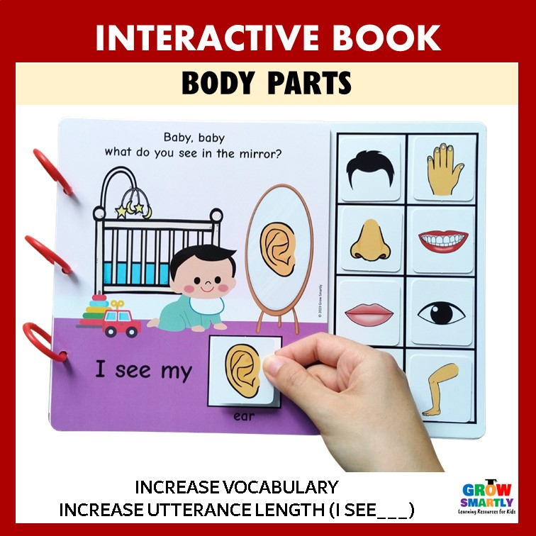 Body Parts Vocabulary SENTENCE BUILDING Interactive Book Busy Book ...