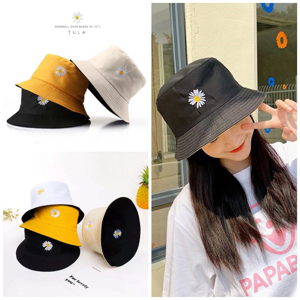 Stok Sedia Ada Korean Hat Topi Korean Summer Bucket Hat Kpop Daisy ...