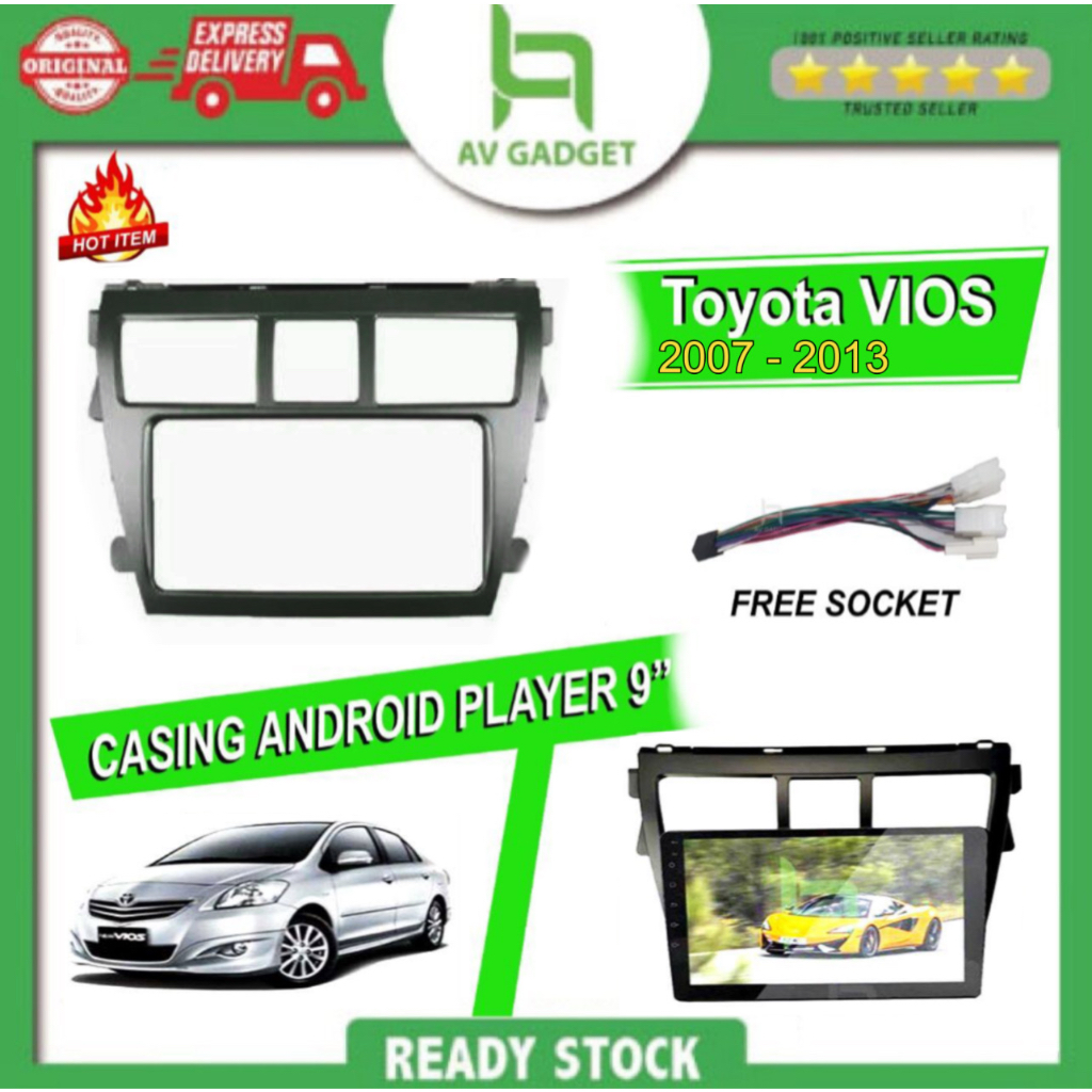 Toyota Vios 2007-2013 9" Android Casing (Free Plug & Play Cable ...