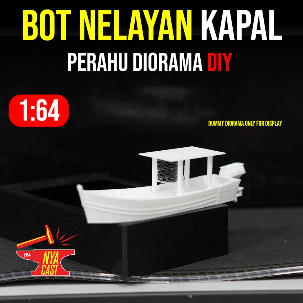 Bot Nelayan Perahu Sampan Diorama White Boat 1/64 Scale DIY Quality ...