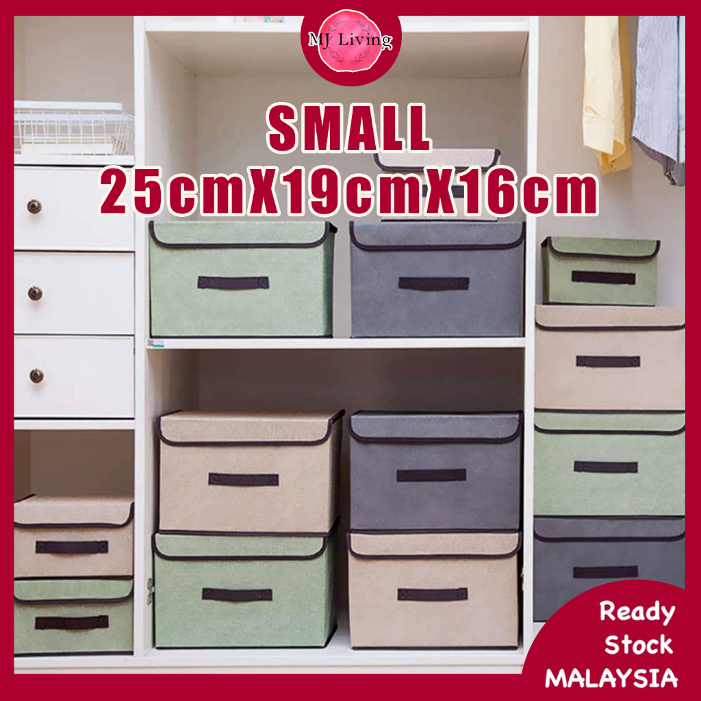 Small Korean Storage Box Foldable Linen Cloth Collapsible Storage Cube ...
