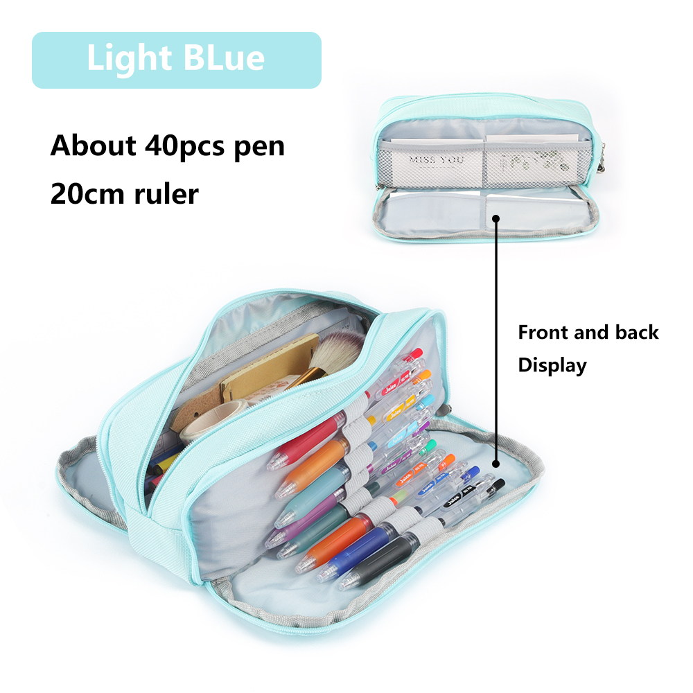 Seamiart 1pc INS Big Capacity Zipper Pen Case 3 Layers 6 Colors Student ...