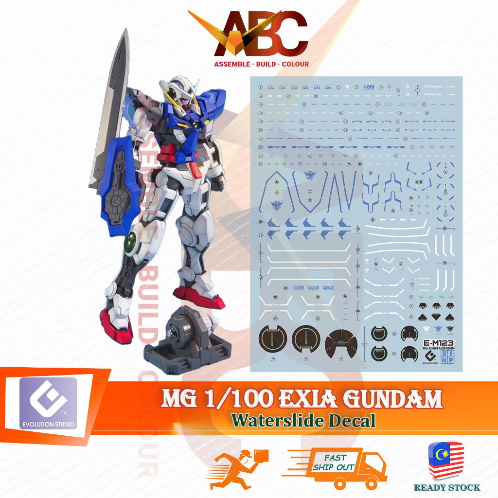 (Evo) Waterslide Decal - MG 1/100 Exia (Fluorescent) GN-001 M123 Model ...