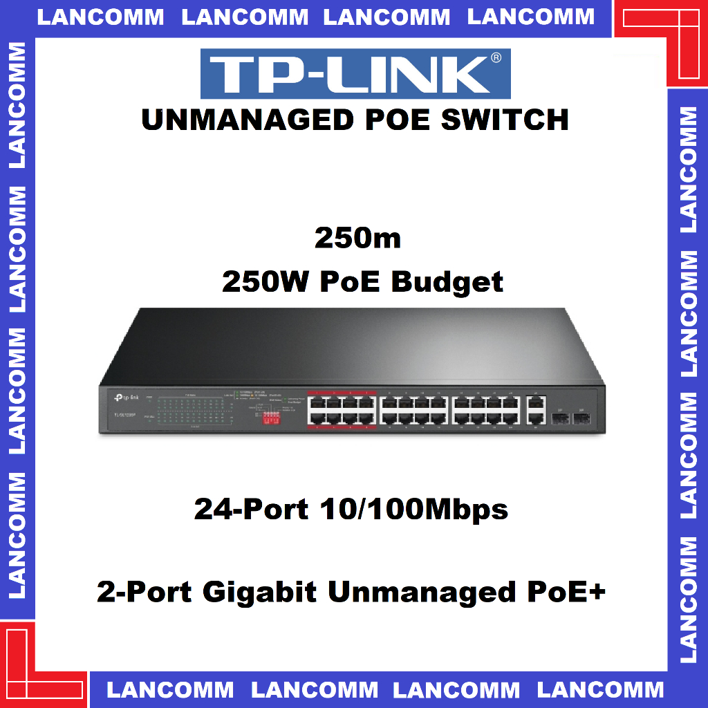 TP-LINK TL-SL1226P 24-Port 10/100Mbps + 2-Port Gigabit Unmanaged PoE+ ...