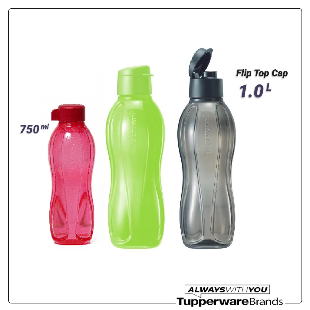 Tupperware Eco Bottle 1L (Flip Top Cap) or 750ml (Screw Cap) | Shopee ...