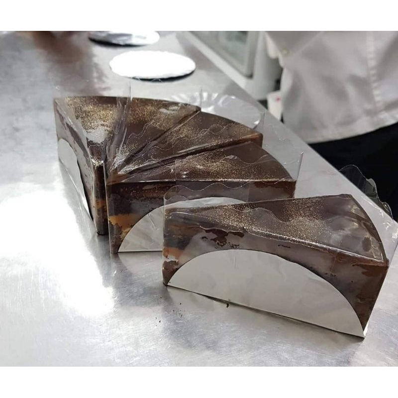 100Pcs Plastic Transparent Cake Slice Wrapper divider Film 33cm x 6.5cm ...