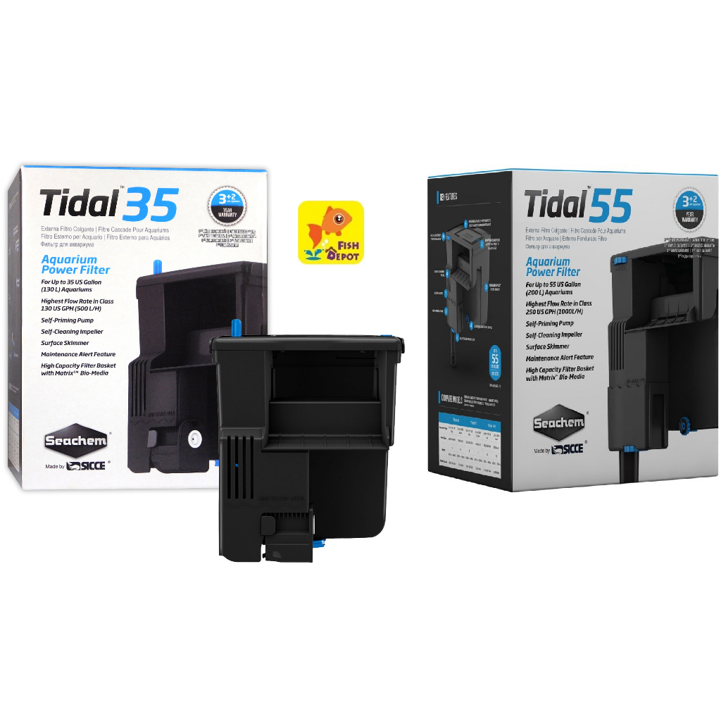 Seachem Tidal 35 / 55 HOB Filter – Adjustable Flow 500L/H / 1000L/H ...