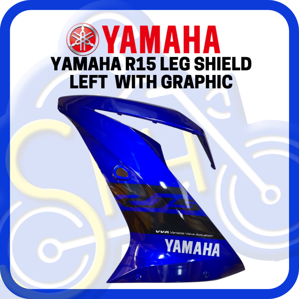 YAMAHA MOTOR R15 LEG SHIELD LEFT BLUE WITH GRAPHIC KIRI KEPAK SEKALI ...