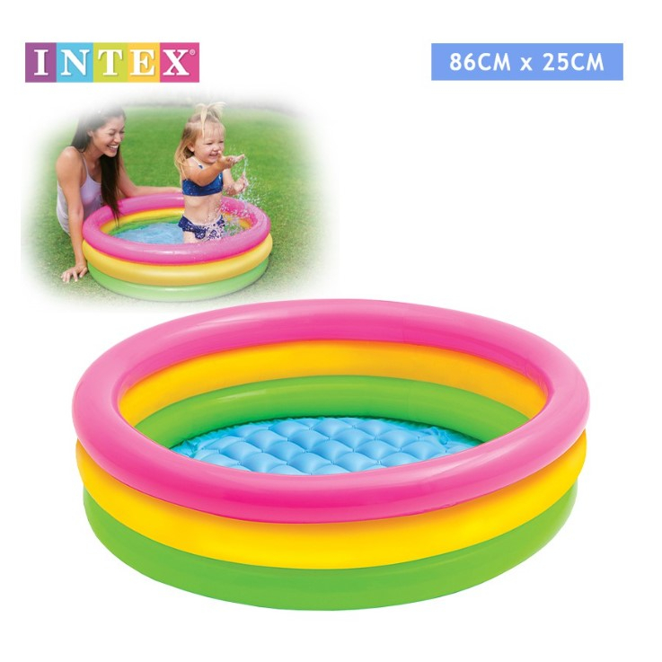 INTEX 58924 86cm Sunset Glow Three Rings Soft Inflatable Floor Portable ...