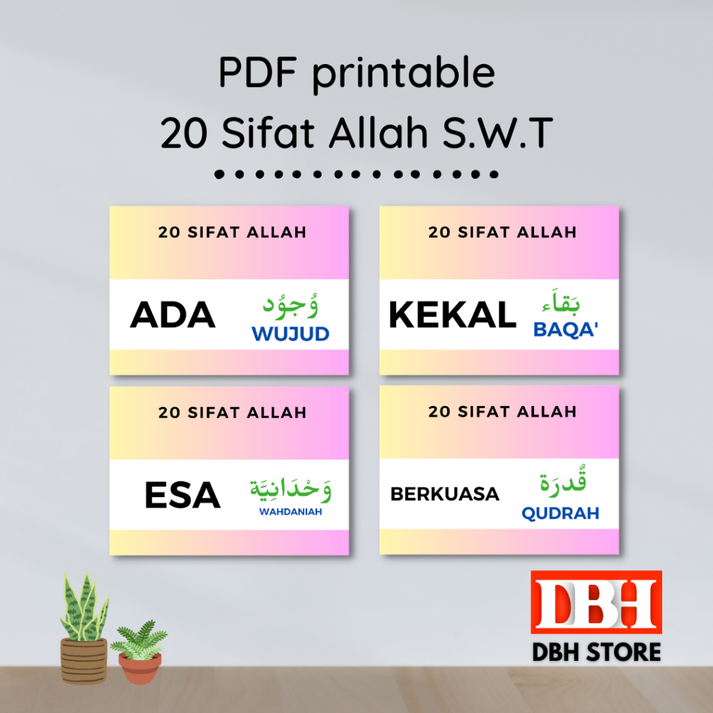 E-Learning. Printable poster/ flashcard 20 Sifat Allah | Shopee Philippines