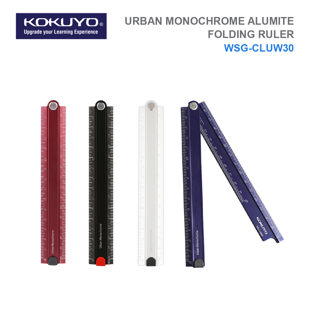 KOKUYO Urban Monochrome Alumite Foldable Ruler/ Metal Ruler WSG-CLUW30 ...