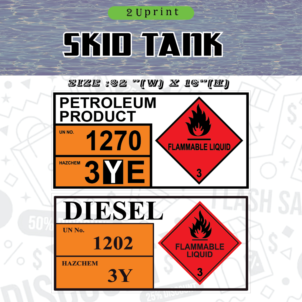 Tanker Sticker Highly Flammable Petroleum Diesel/Skid Sticker/32" (w) x ...