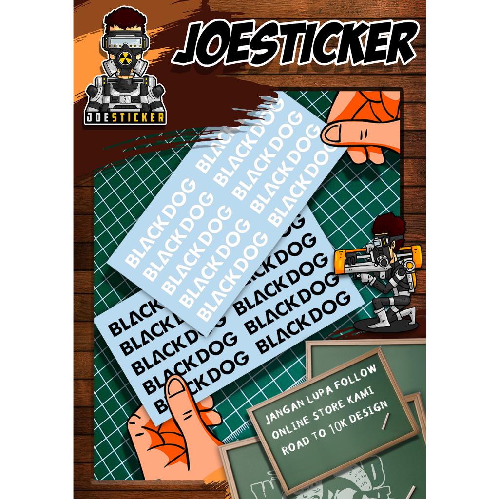 STICKER SET TULISAN BLACKDOG SAIZ 3,4,5 INCI. SETIAP SET ADA 10PCS ...