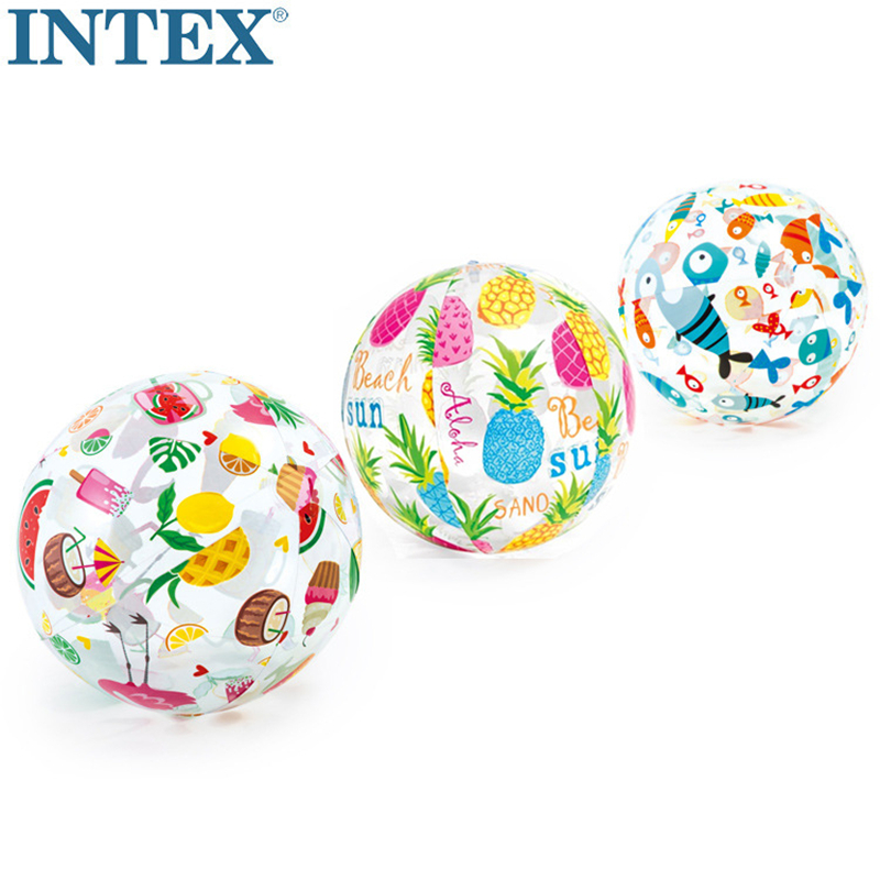 INTEX 59040 (NP4) 3 Design Transparent Inflatable Balls Beach Ball Pool ...