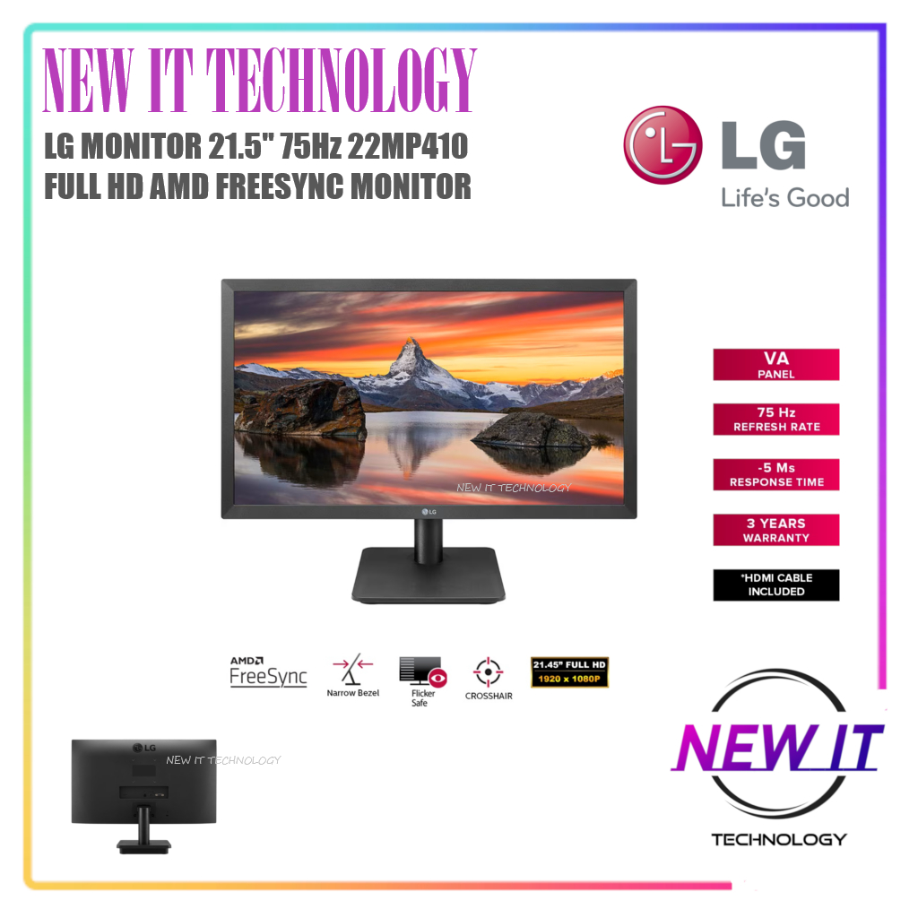 LG 22MP410 Monitor 21.5" / FHD / 75Hz VA Panel HDMI / VGA VESA FreeSync Narrow Bezel | Shopee ...