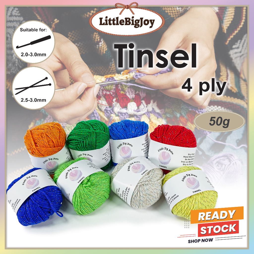 50g Tinsel Acrylic Yarn Ball Gold Line Cake Multicolored Crochet ...