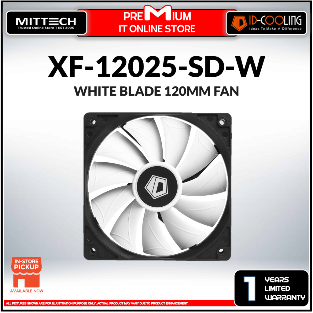 ID-Cooling XF-12025-SD-W Classic White & Black 120mm Case Fan Static ...