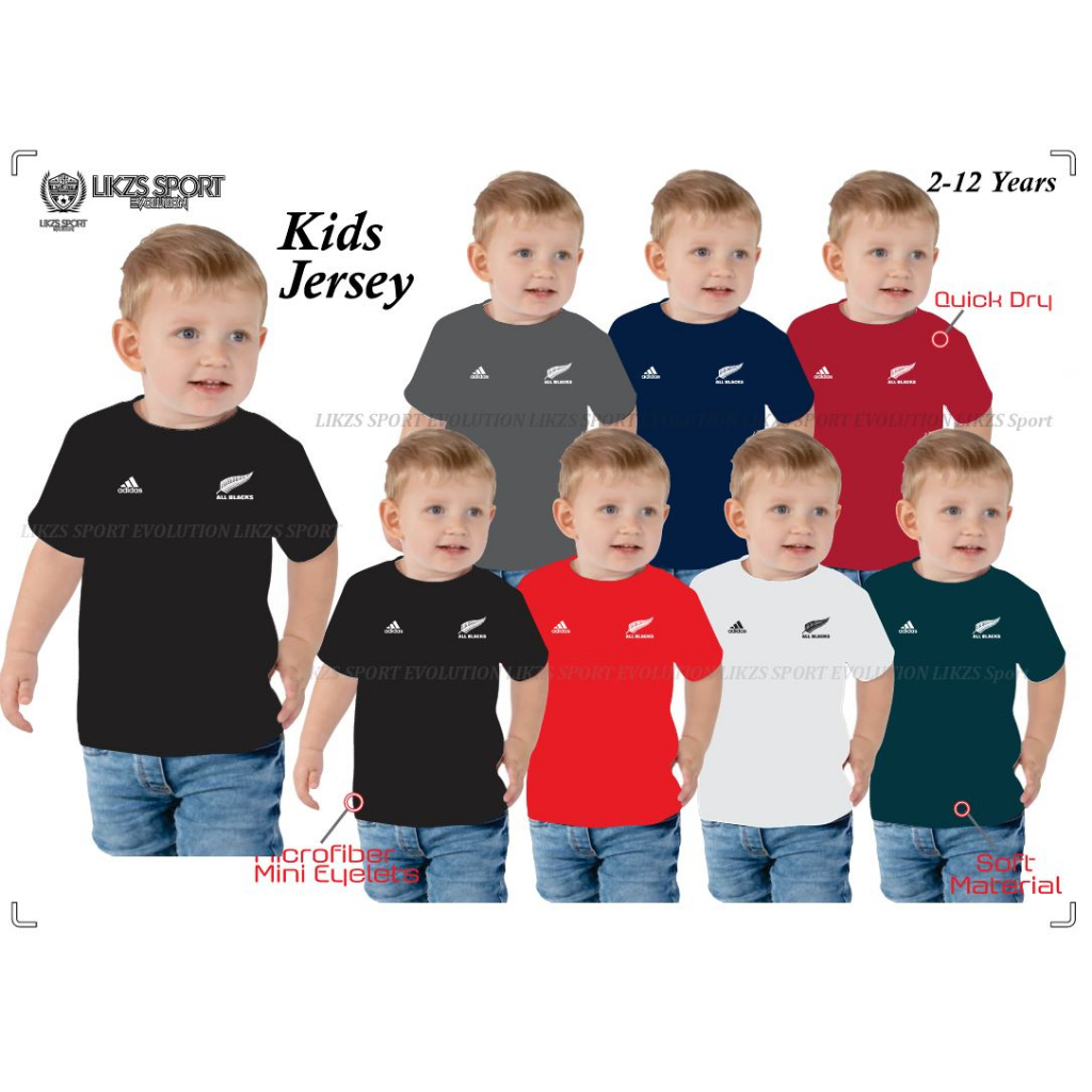 All Black Kids Rugby Jersey DX1- Baju Budak Kanak2 Training Microfiber ...