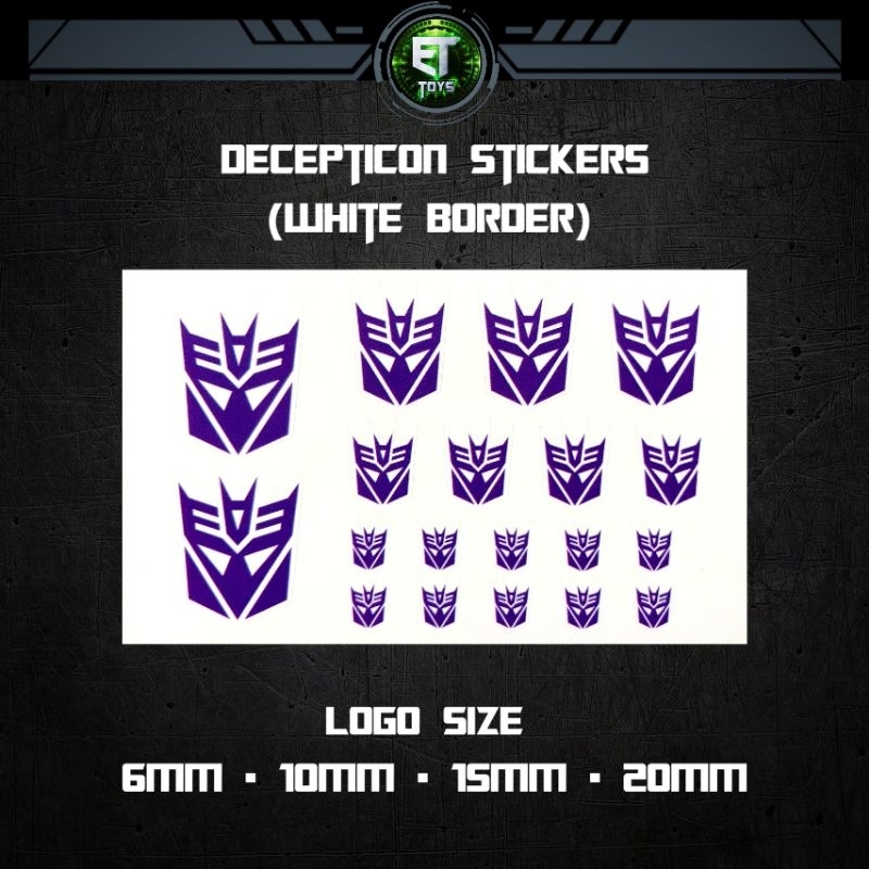 Transformers Stickers With White Border Autobot Decepticon Logo Sticker ...