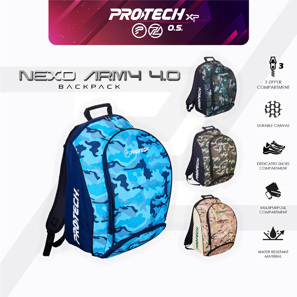 PROTECH Badminton Backpack with shoes compartment - Nexo Army Backpack ...