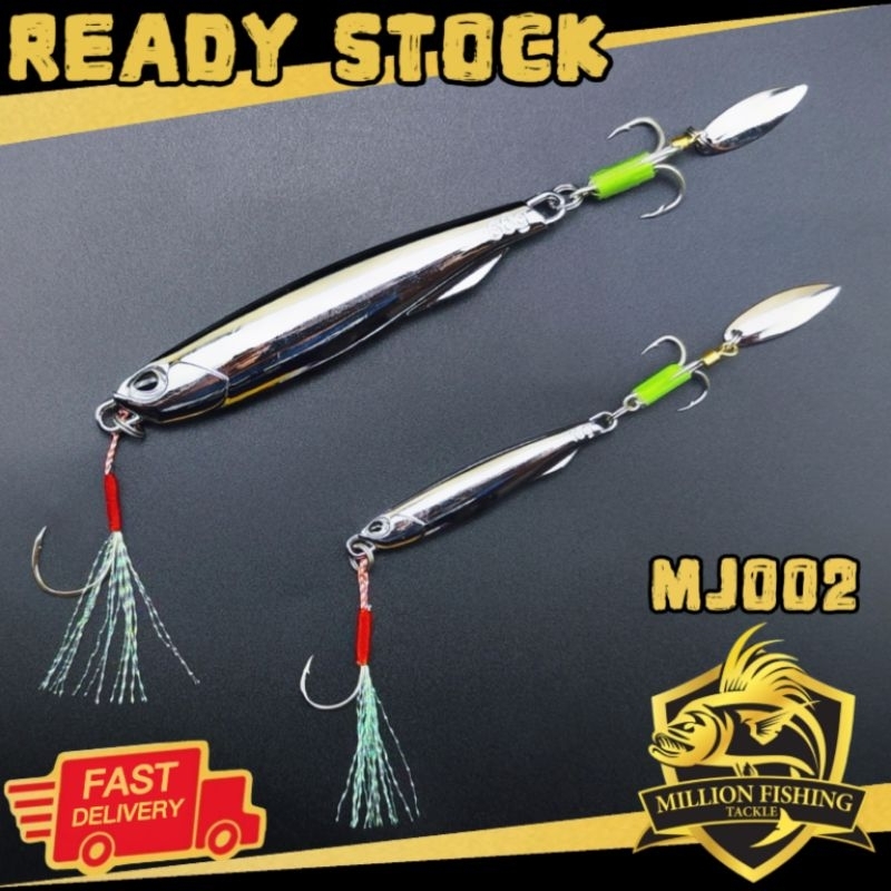 【METAL CHROME Jig MJ002 with Hooks】 1Pcs 10g/15g/20g/30g/40g/60g/80g Jigging Chrome Lead 3D Eyes ...