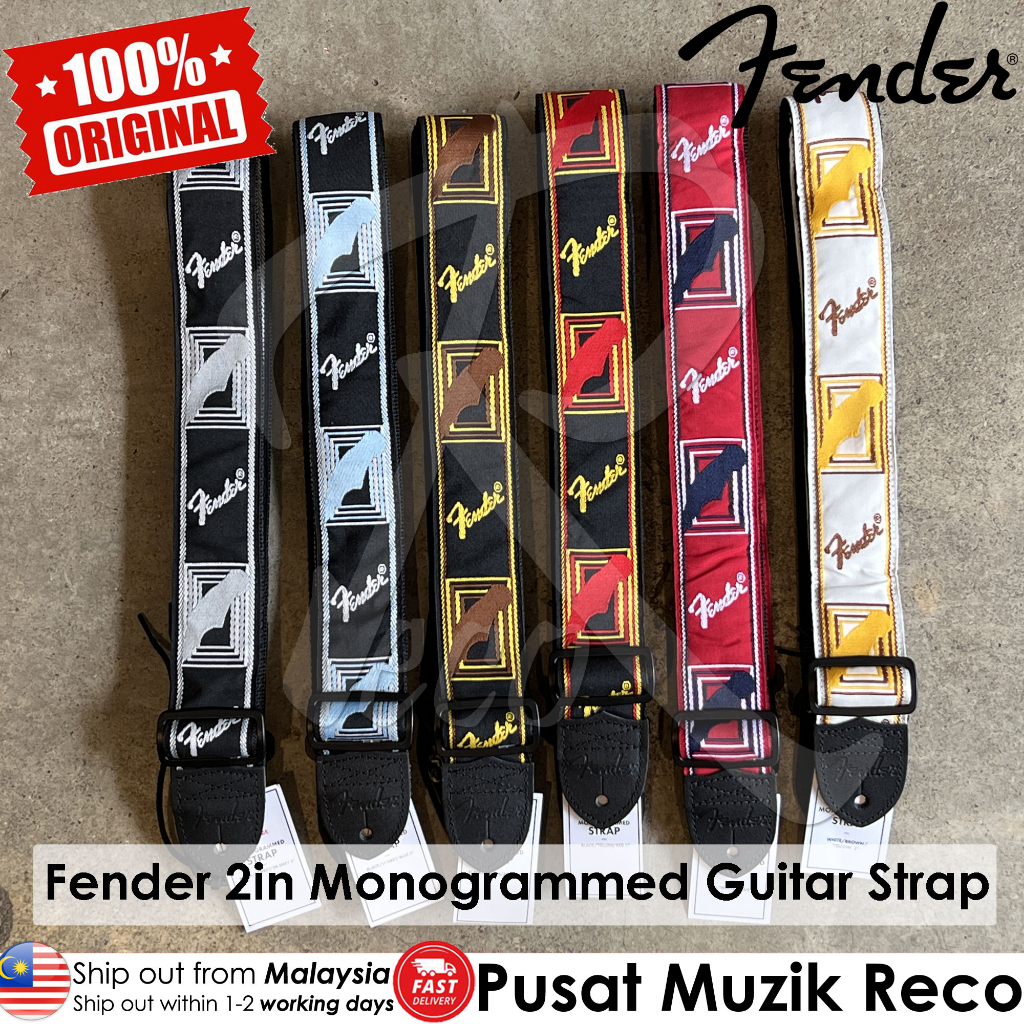 Fender 2in Monogrammed Acoustic Electric Bass Guitar Strap Gitar ...