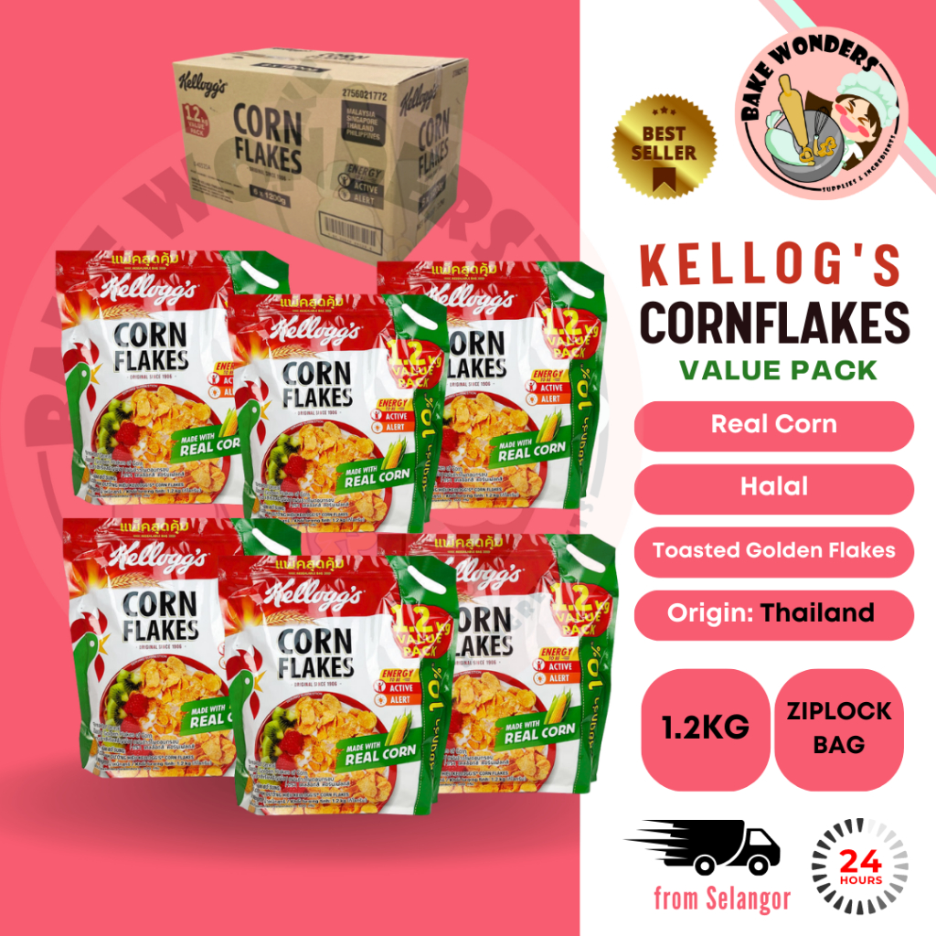 Carton Kelloggs Cornflakes (1.2KG x 6 Packet Per Carton) Kelloggs Corn ...