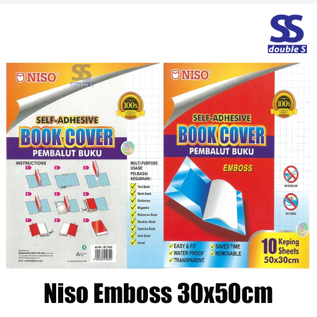 Niso Self-Adhessive Book Cover Emboss 50x30cm (10 Sheets) | Shopee ...