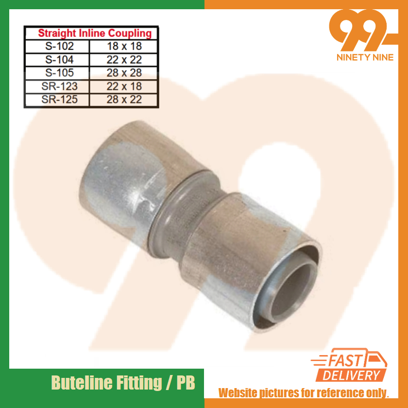 Buteline Fitting PB Straight Inline Coupling Socket Withstand Hot Water ( S102 / S104 / SR123 ...