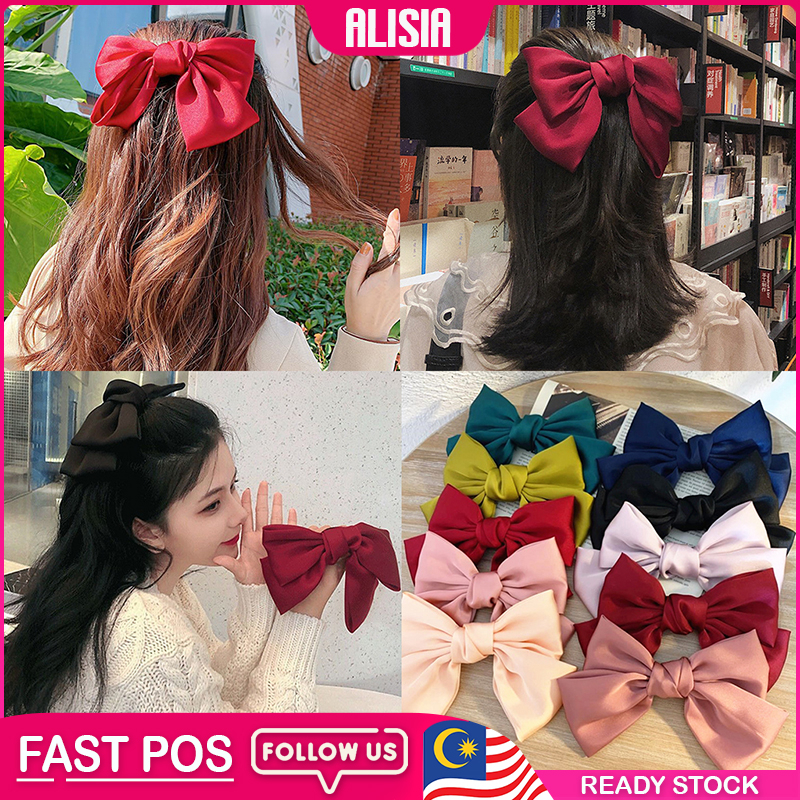 Elegant& High Quality Floral Big Bow Ribbon 大蝴蝶结 发夹 bowknot Hair clip ...
