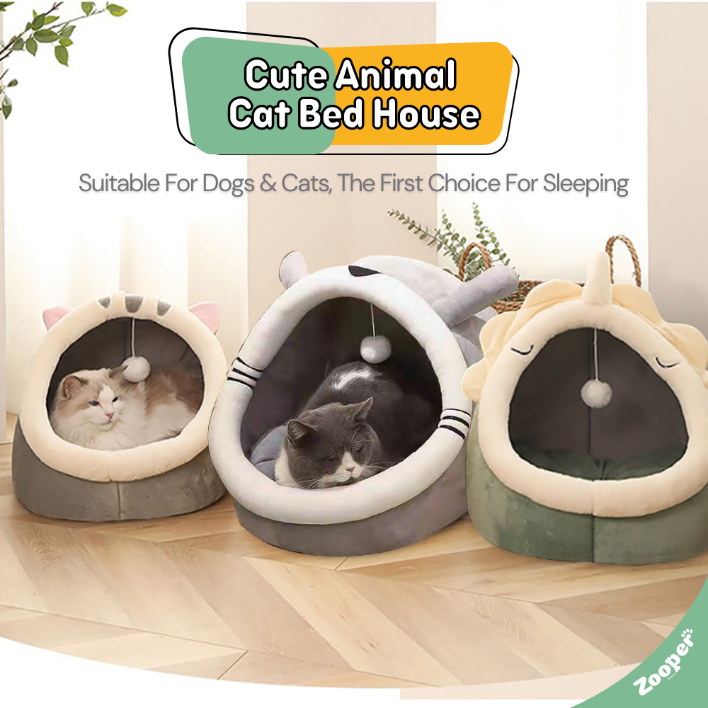 Cartoon Pet Bed Foldable Big Cat Bed Removable Washable Pet Sleeping ...