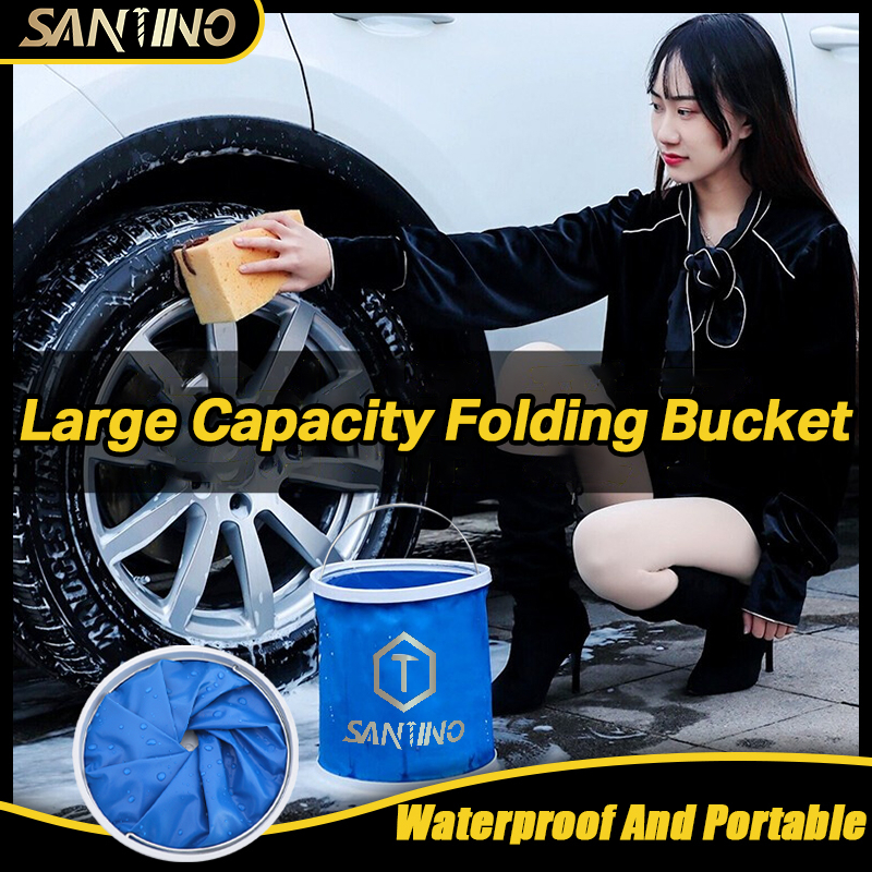SANTINO Foldable Water Bucket Car Multipurpose Wash Water Pail Fishing ...