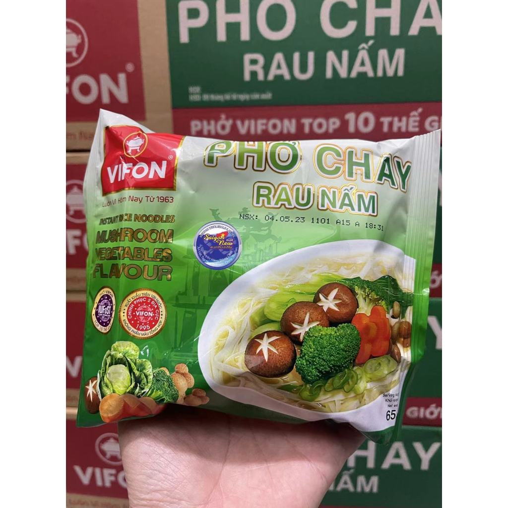 Pho Chay Rau Nam Vifon Instant Noodles Vegetarian Mushrooms 1Box (30pkt 65g) | Shopee Philippines