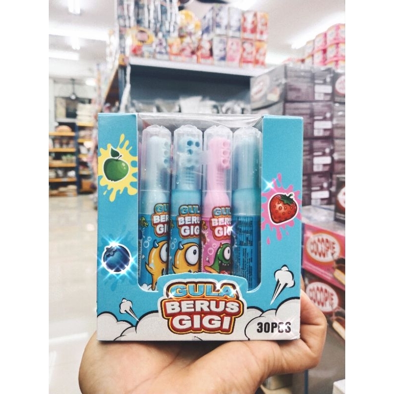 [30 Sticks] QEQE Sugar Toothbrush Fruit Flavor Halal Toothbrush Candy ...