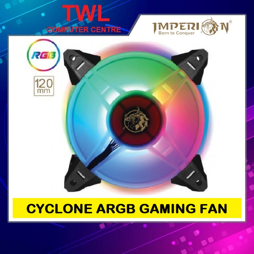 Imperion Cyclone ARGB Gaming Fan 12CM Fan Case (BLACK) 35CFM | Shopee ...