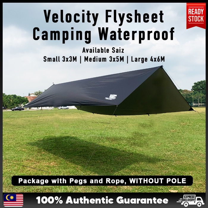VELOCITY Flysheet Tent Large Tarp Nail Rope Uv Protection Color Big Fly ...