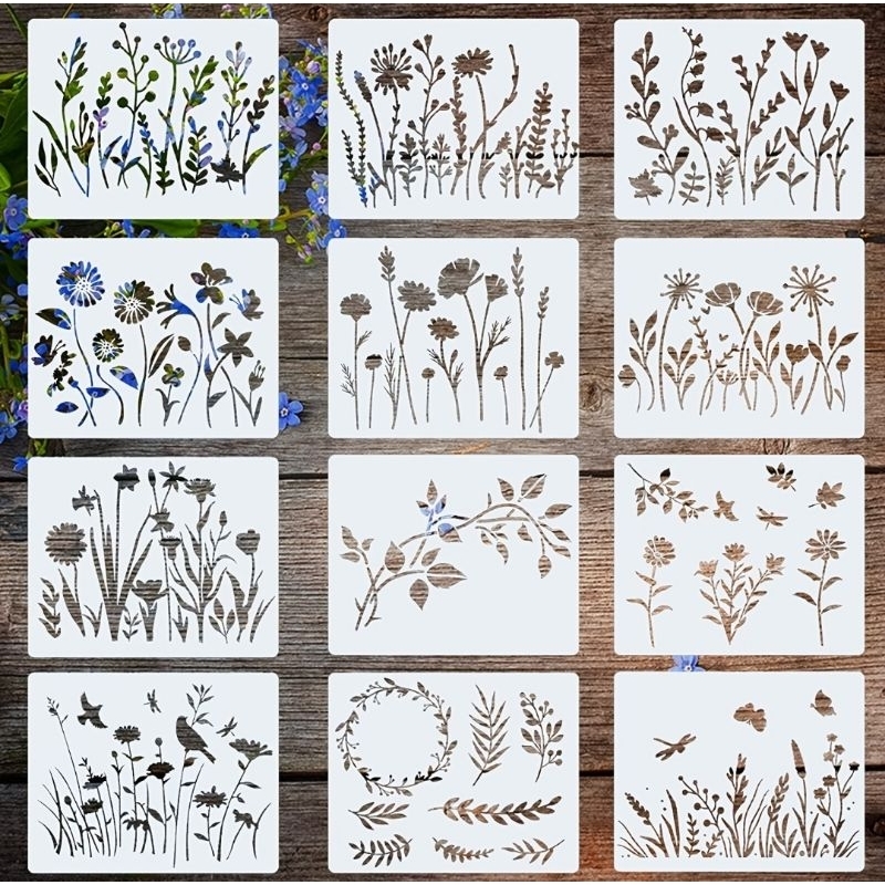 T23. (12DESIGNS) A4 FLOWERS LARGE TEMPLATE STENCIL DRAWING | Shopee ...