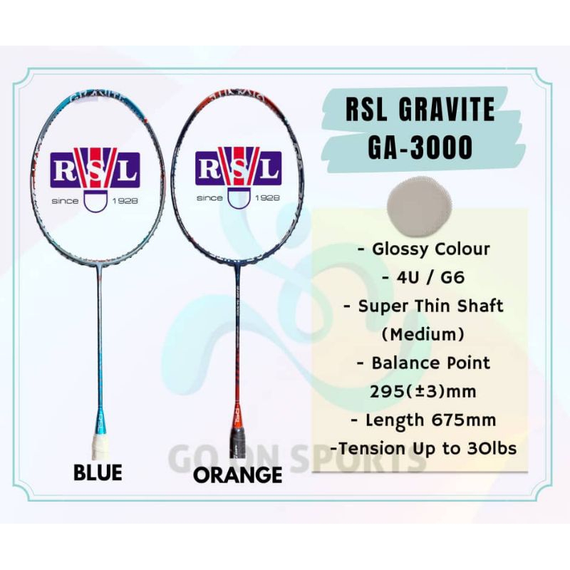 RSL GRAVITE GA-3000 BADMINTON RACQUET RACKET RAKET | Shopee Philippines