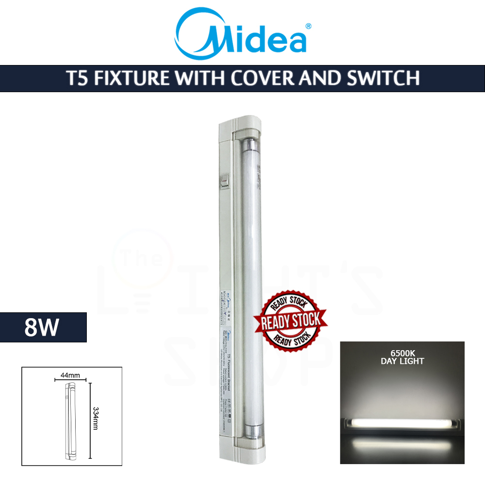 MIDEA T5 FIXTURE WITH COVER AND SWITCH 8W DAY LIGHT T5 TUBE LIGHT TUBE ...